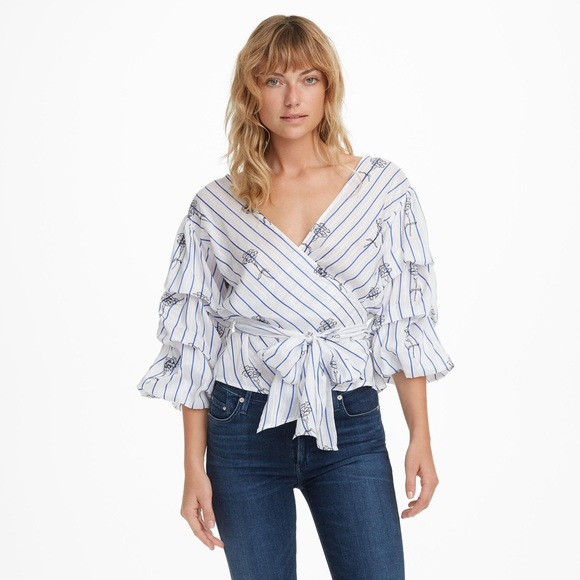 Club Monaco | Tops | Club Monaco Bindell Floral Wrap Blouse | Poshmark